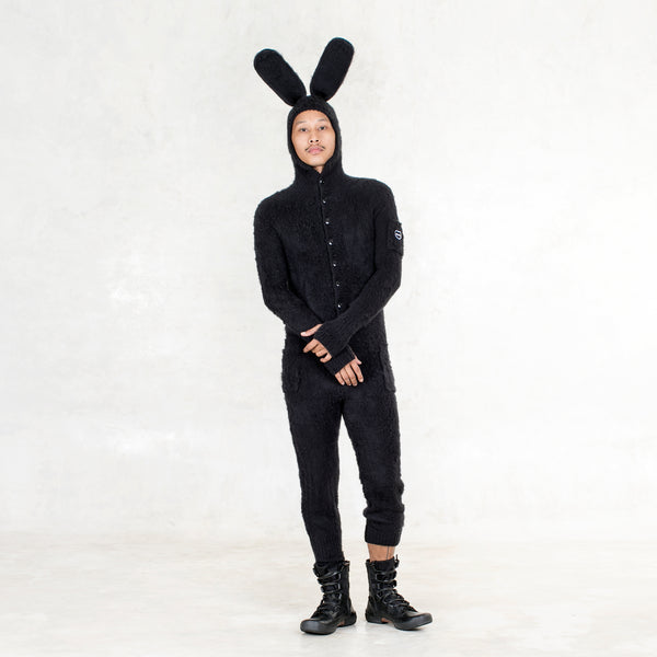 Fuzzy Bunny Onesie - Black - blamo.store