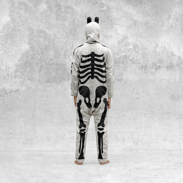 Linen Skeleton Onesie - White - blamo.store